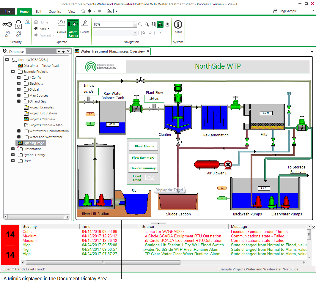 Geo SCADA Expert Tutorial - Document Display Area (Using the ViewX Interface)